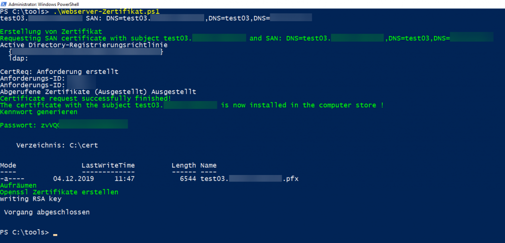 Automatische Erstellung von Zertifikaten per PowerShell mit einer ...